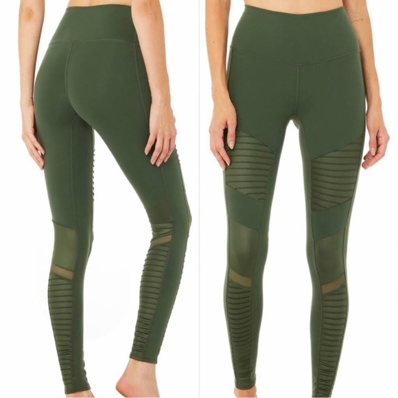 ALO Yoga | Pants & Jumpsuits | Alo Yoga Moto Leggings In Army Olive ...